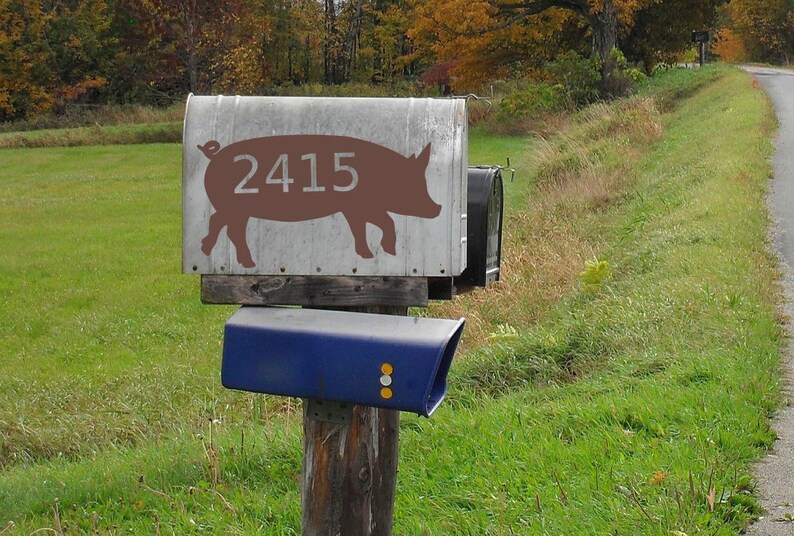 Pig Farmhouse Mailbox Address Decal Mailbox Numbers Mailbox | Etsy