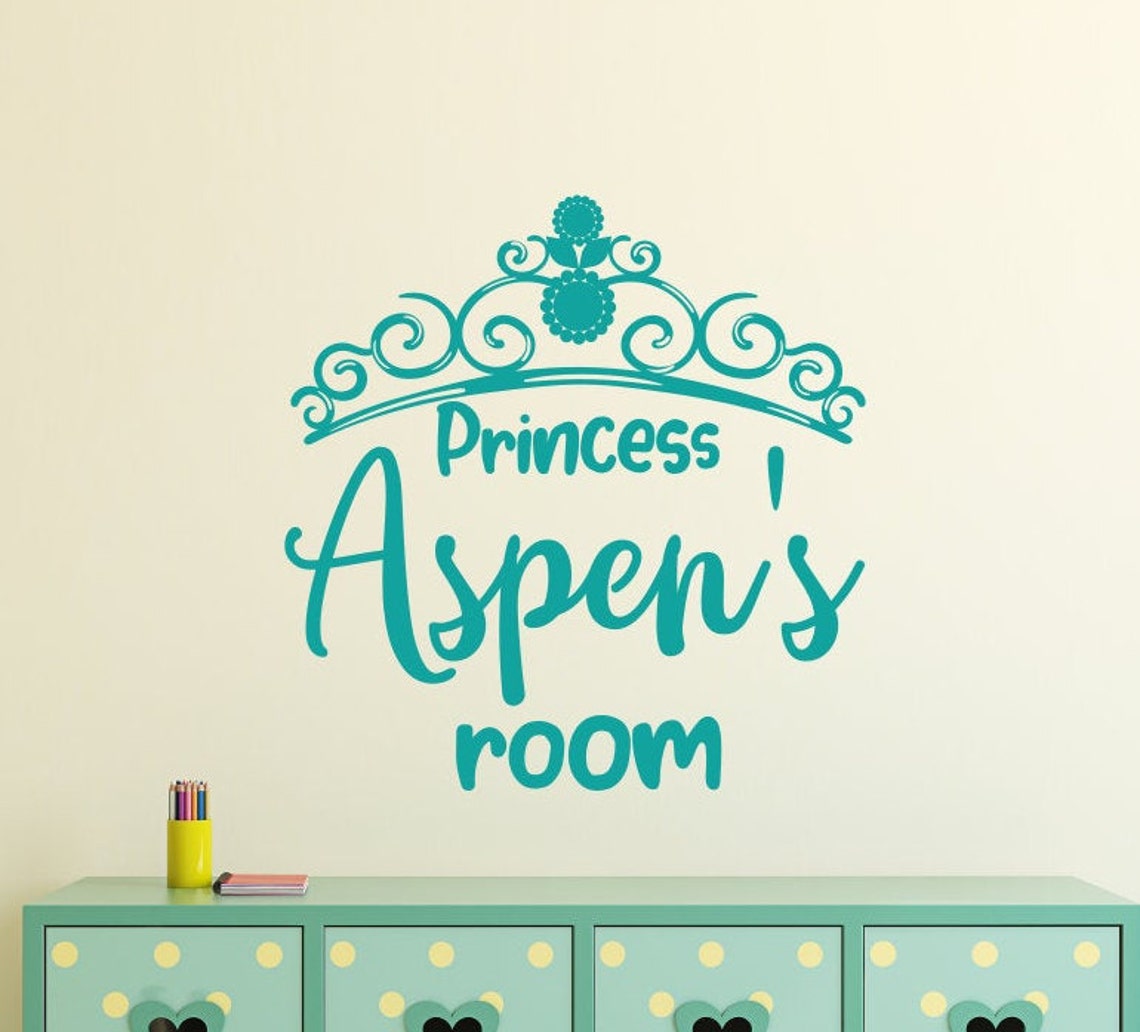 Girls Name Wall Decal Princess Tiara Wall Art Custom Girls - Etsy