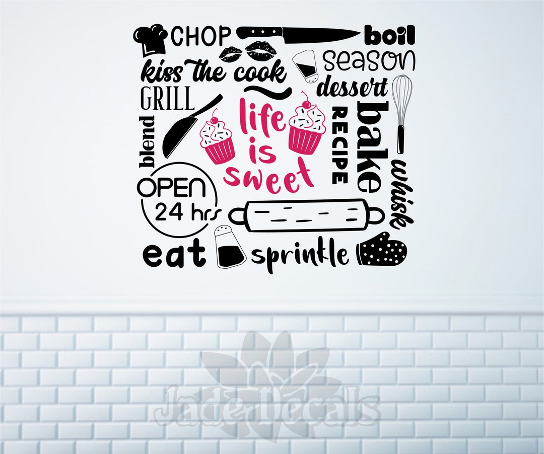 Bakery Wall Decal, Life is Sweet, Cupcake Decal, Bakery Sign, Cupcake ...