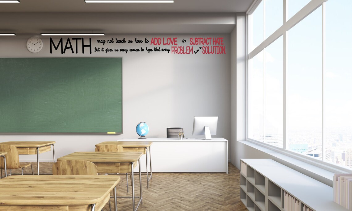 Math Vinyl Wall Decals for Classroom // Add Love Subtract | Etsy UK