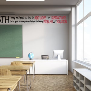 Math Vinyl Wall Decals for Classroom // Add Love, Subtract Hate - Etsy