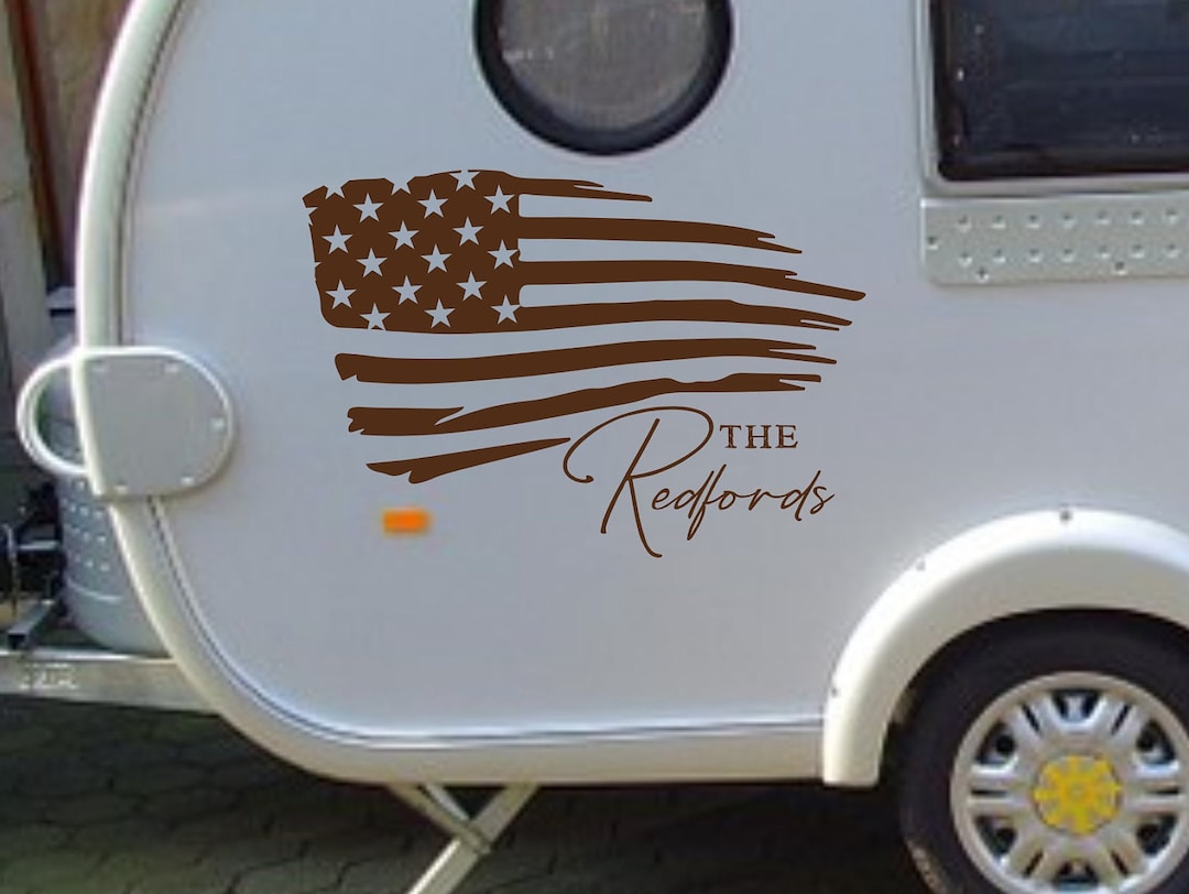 Personalized American Flag RV Decal: Distressed Camper Decor - Etsy