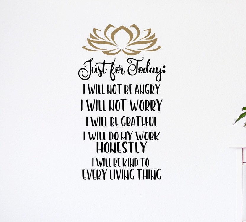 Reiki wall decal, Just for today, Reiki principles, reiki wall art ...