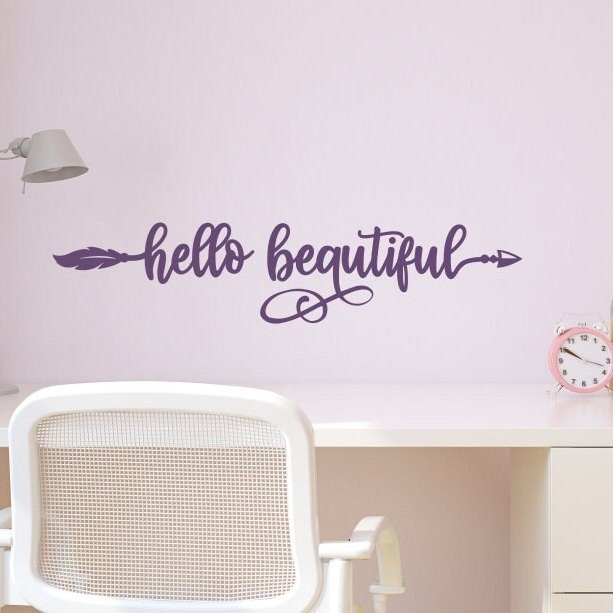 Hello Beautiful decal, mirror affirmation, mirror sticker, hello ...