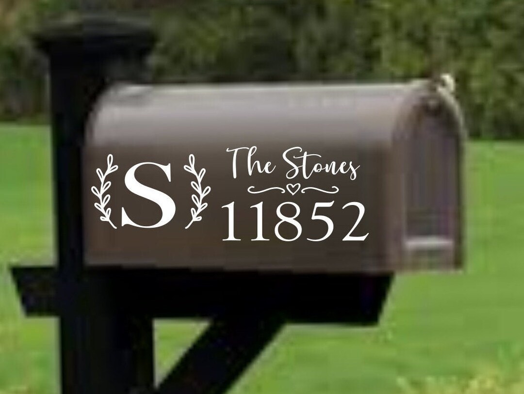 Monogram Mailbox Decal Sticker Last Name Address Mailbox Numbers ...