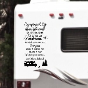 Camping Rules Rv Camper Decal, Custom Rv Decal, Custom Camper Decal ...