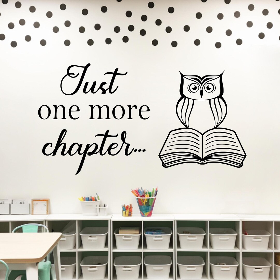 Just One More Chapter - Reading Wall Decal - Owl Reading a Book ...