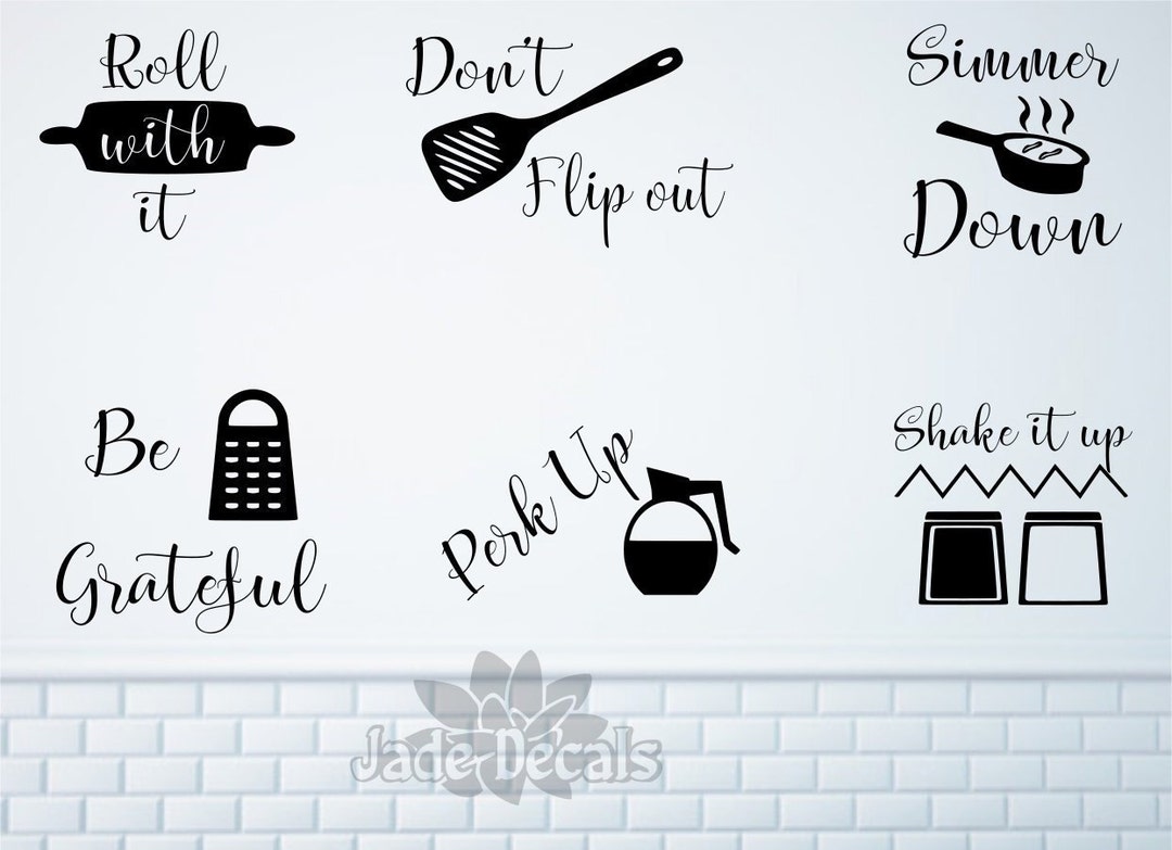 Kitchen Wall Decals Kitchen Utensil Art Roll With It - Etsy