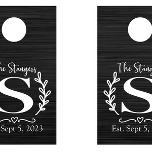 Custom Cornhole Board Decals: Monogram Vinyl Stickers, Wedding Decor - Etsy