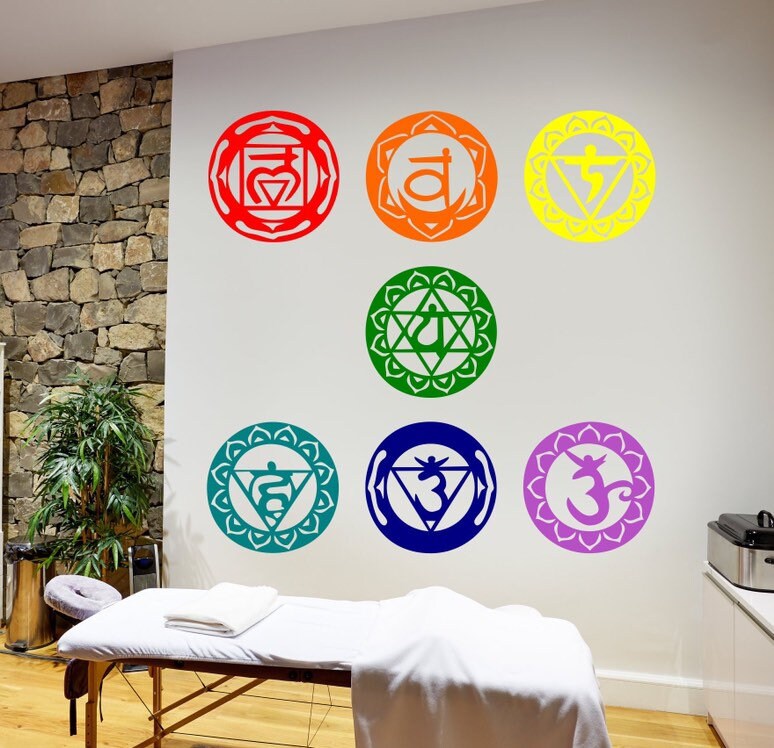 Chakra wall decals, Chakra art, Chakra decor, yoga wall decal, yoga ...