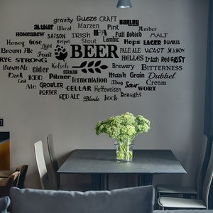 Beer Wall Decal, Beer Wall Art, Bar Wall Art, Types of Beer Decal - Etsy