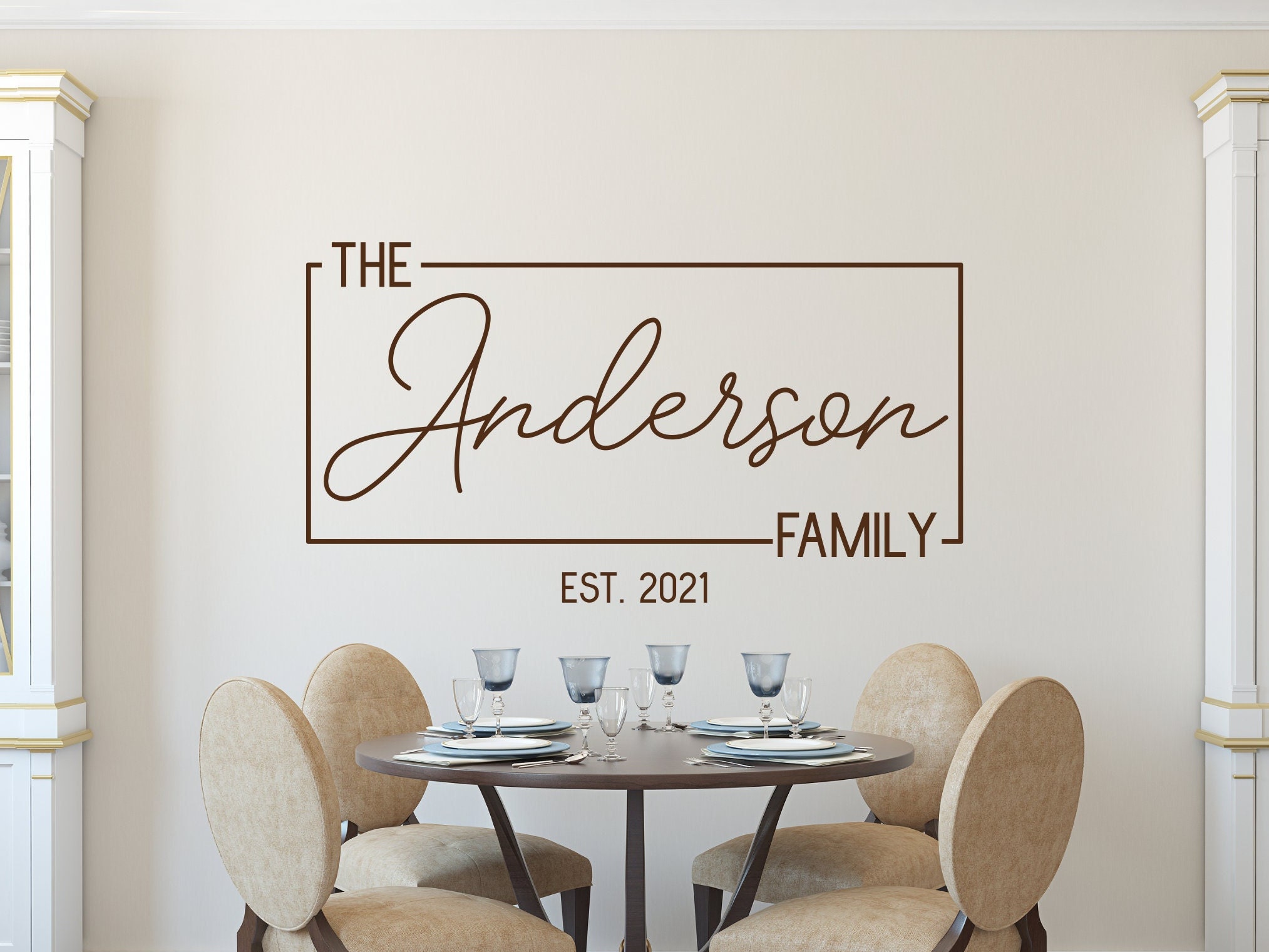 Last Name Wall Decal Established Date Last Name Decal Entryway Decor