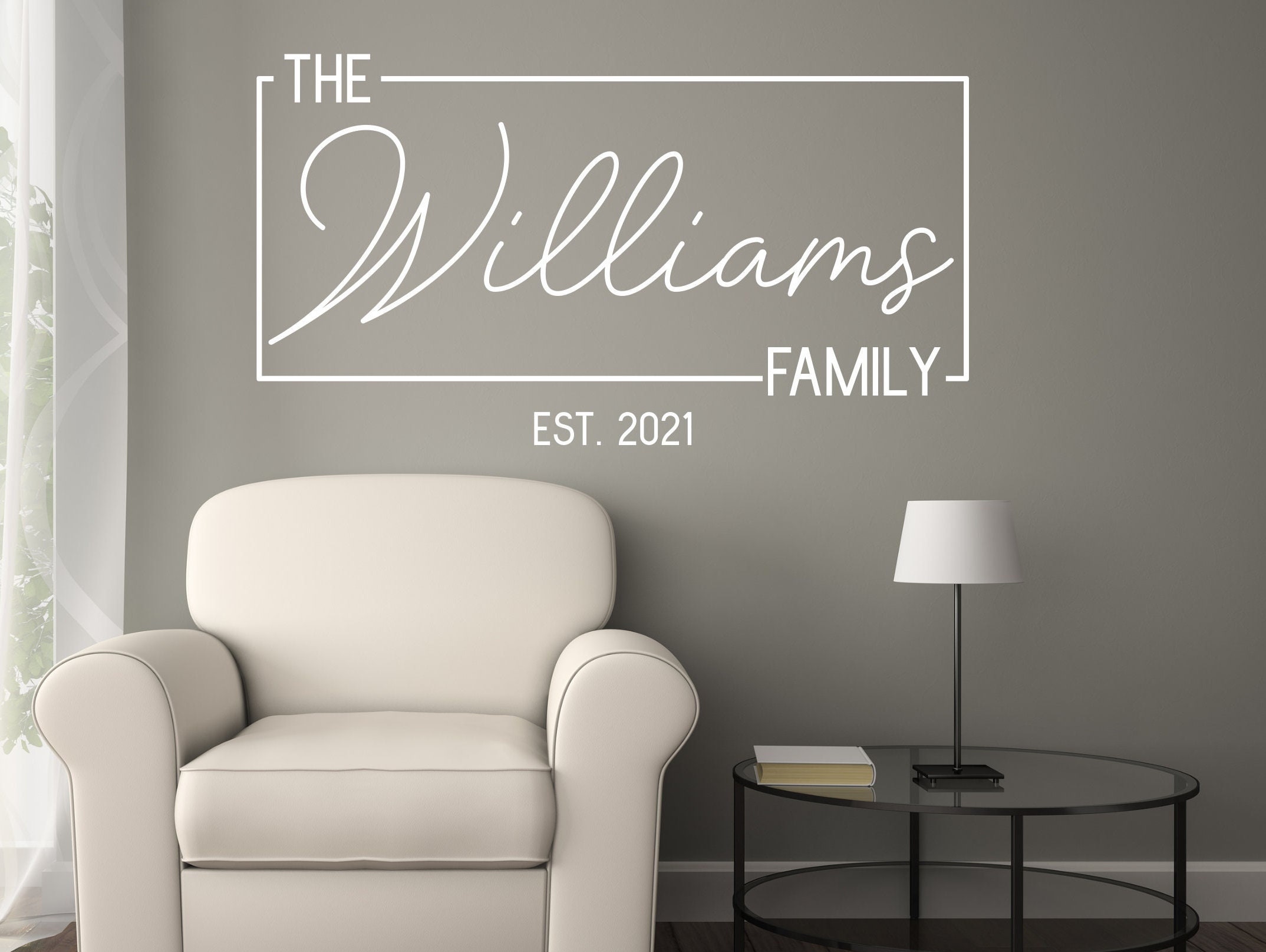 Last Name Wall Decal Established Date Last Name Decal Entryway Decor