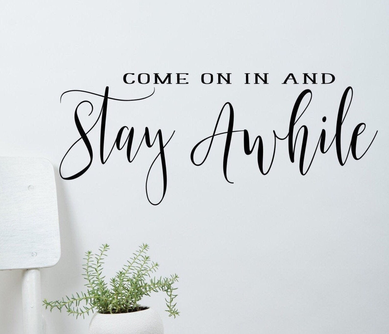 Stay Awhile Wall Decal Welcome Entryway Decal Front Door | Etsy
