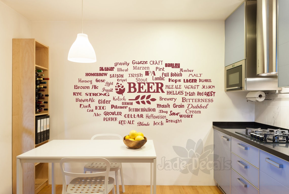 Beer Wall Decal Beer Wall Art Bar Wall Art Types of Beer - Etsy