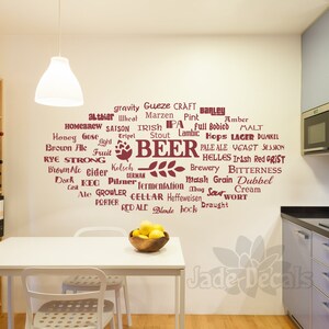 Beer Wall Decal, Beer Wall Art, Bar Wall Art, Types of Beer Decal - Etsy
