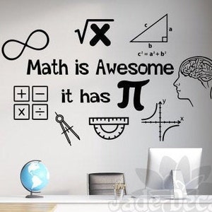 Math wall decal math is awesome it has pi classroom wall | Etsy