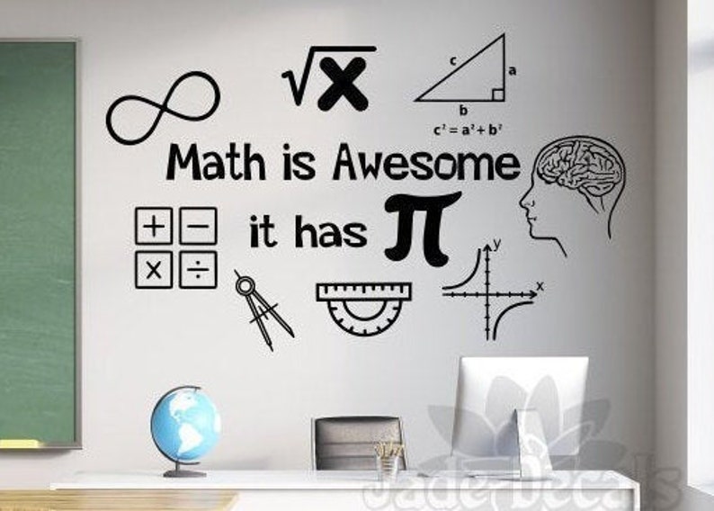 Math wall decal math is awesome it has pi classroom wall | Etsy