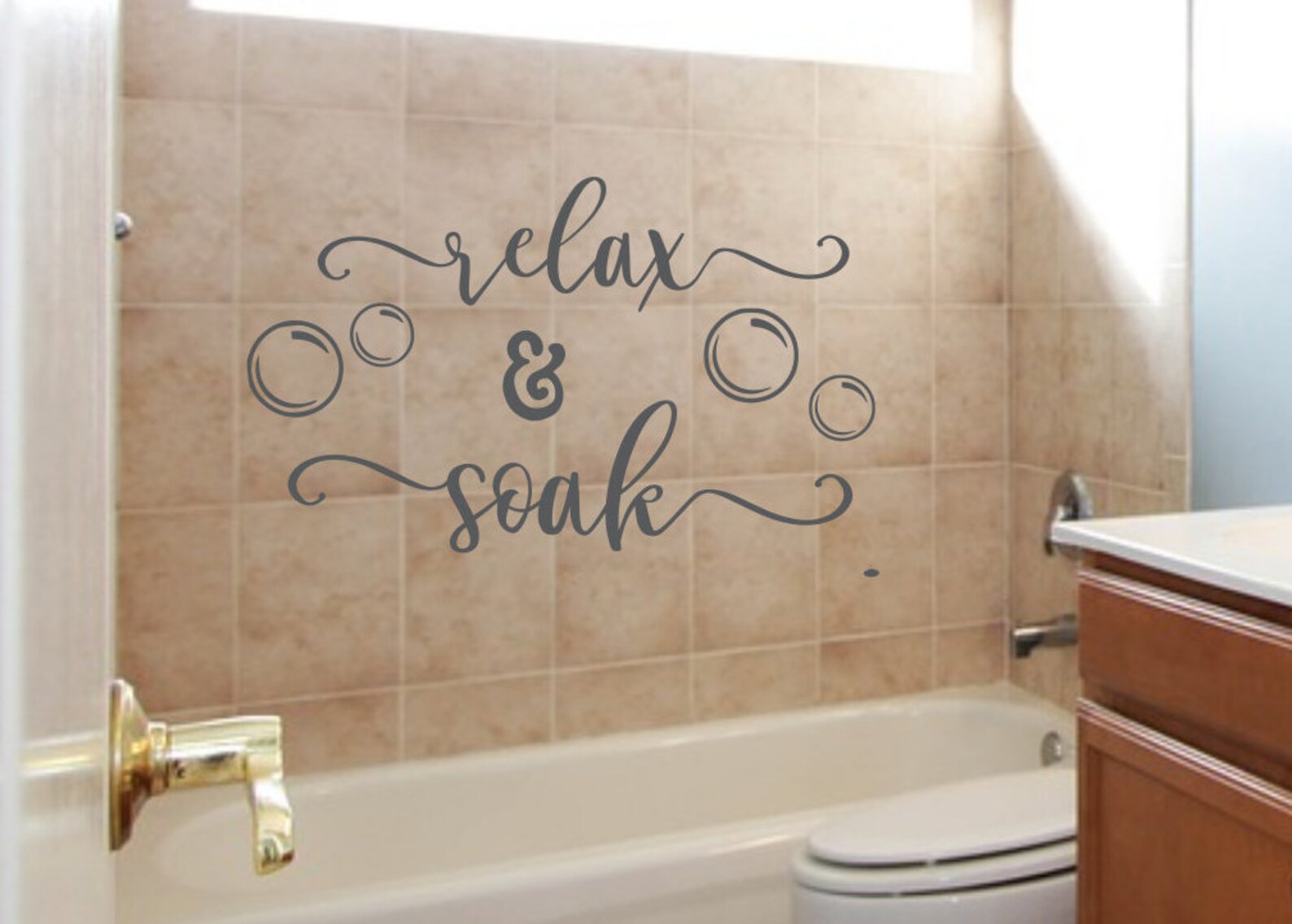 Relax and Soak Bathroom Wall Art Decal Mirror Decal Bathroom | Etsy