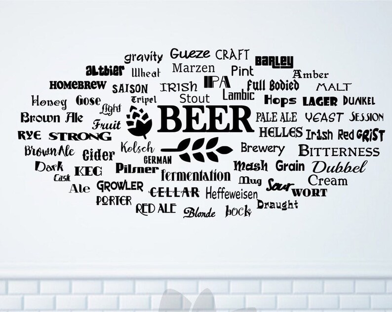 Beer Wall Decal Beer Wall Art Bar Wall Art Types of Beer - Etsy