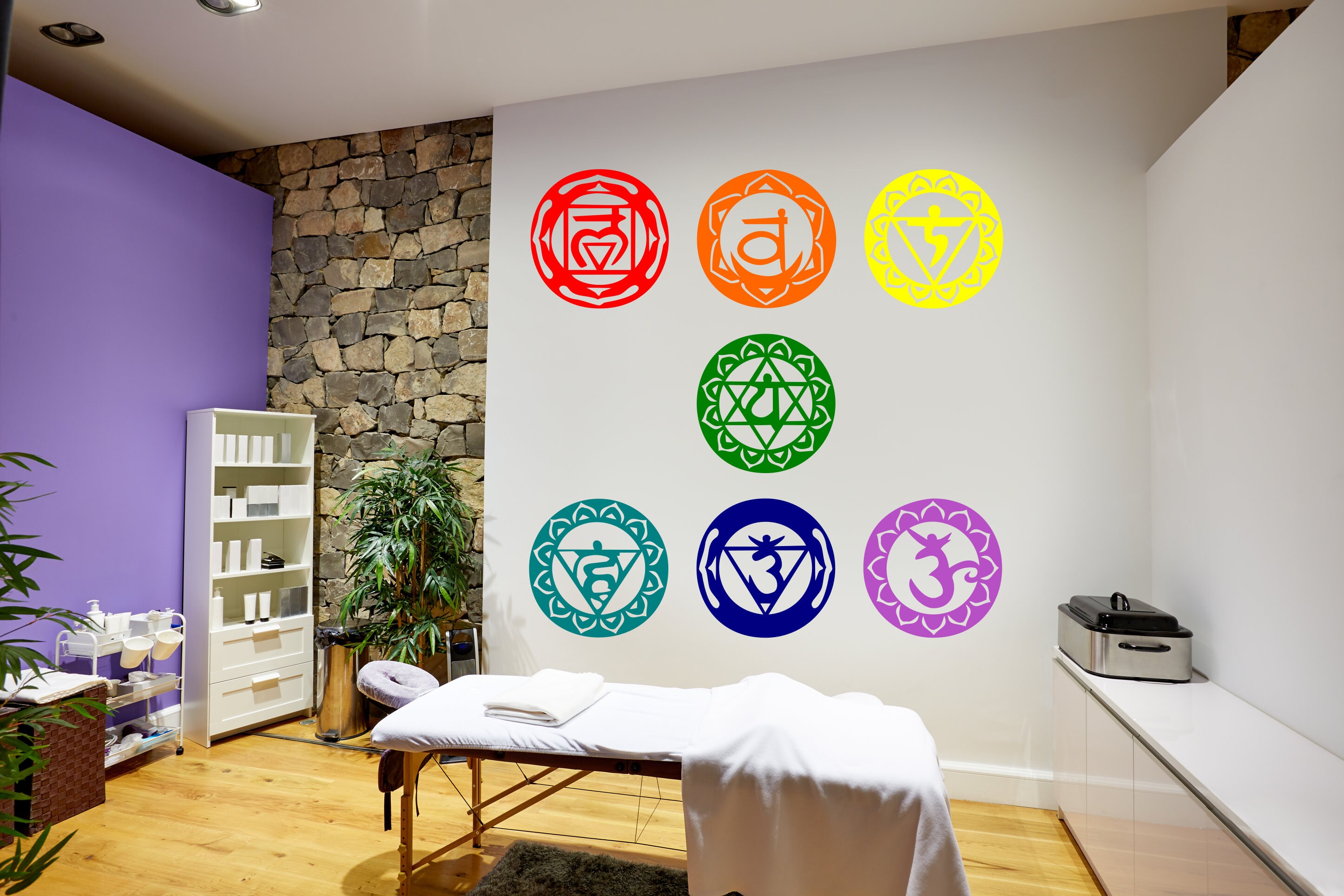 Chakra vinyl wall decals// colorful chakras