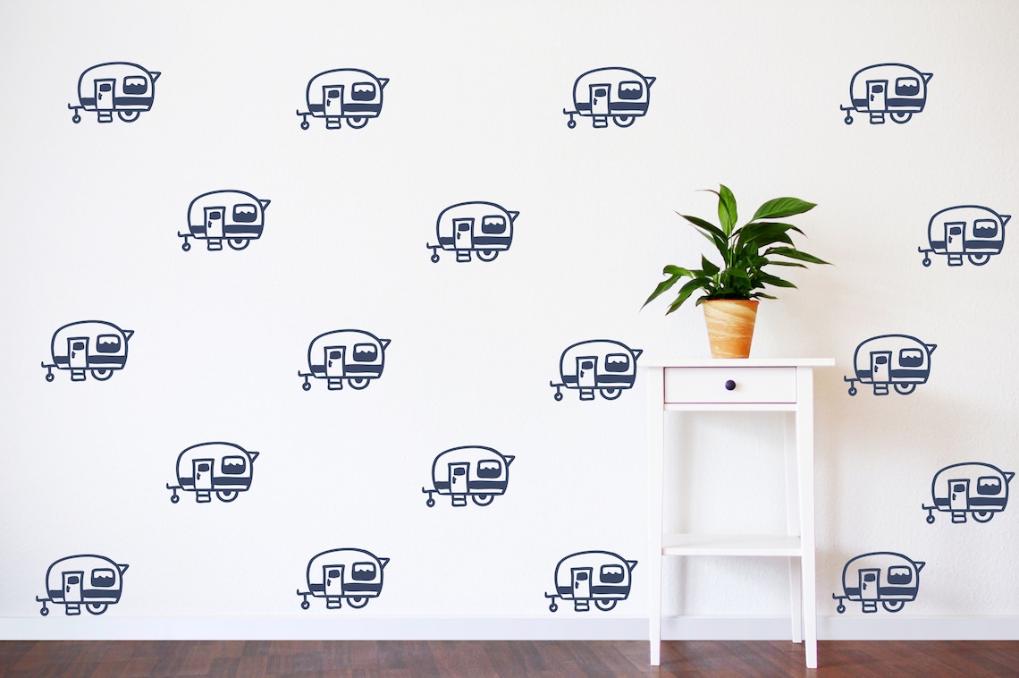 Vintage Camper Border Wall Decals Happy Camper Rv Decal - Etsy