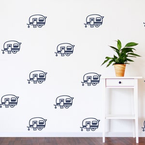 Vintage Camper Border Wall Decals, Happy Camper, Rv Decal, Camper Decor ...