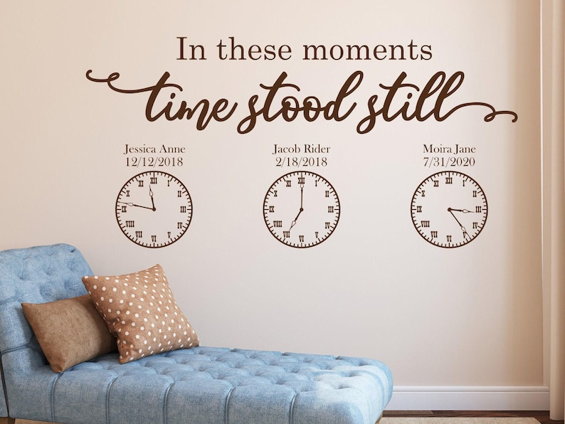 Personalized Family Wall Decal: Time Stood Still, Custom Birth Clocks ...
