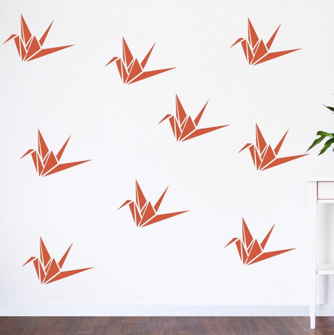 Origami Crane Wall Art Decals: Nursery & Living Room Decor - Etsy