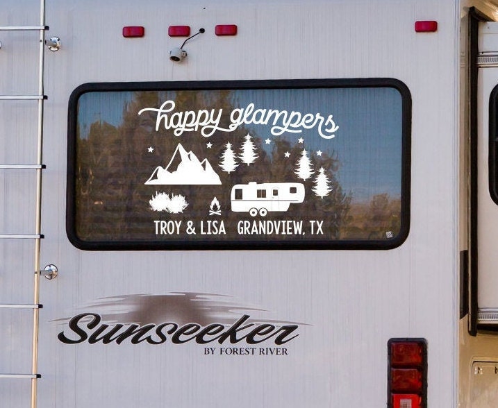Personalized rv decal, custom rv decal, happy glampers, happy campers ... Personalized rv decal, custom rv decal, happy glampers, happy campers ...