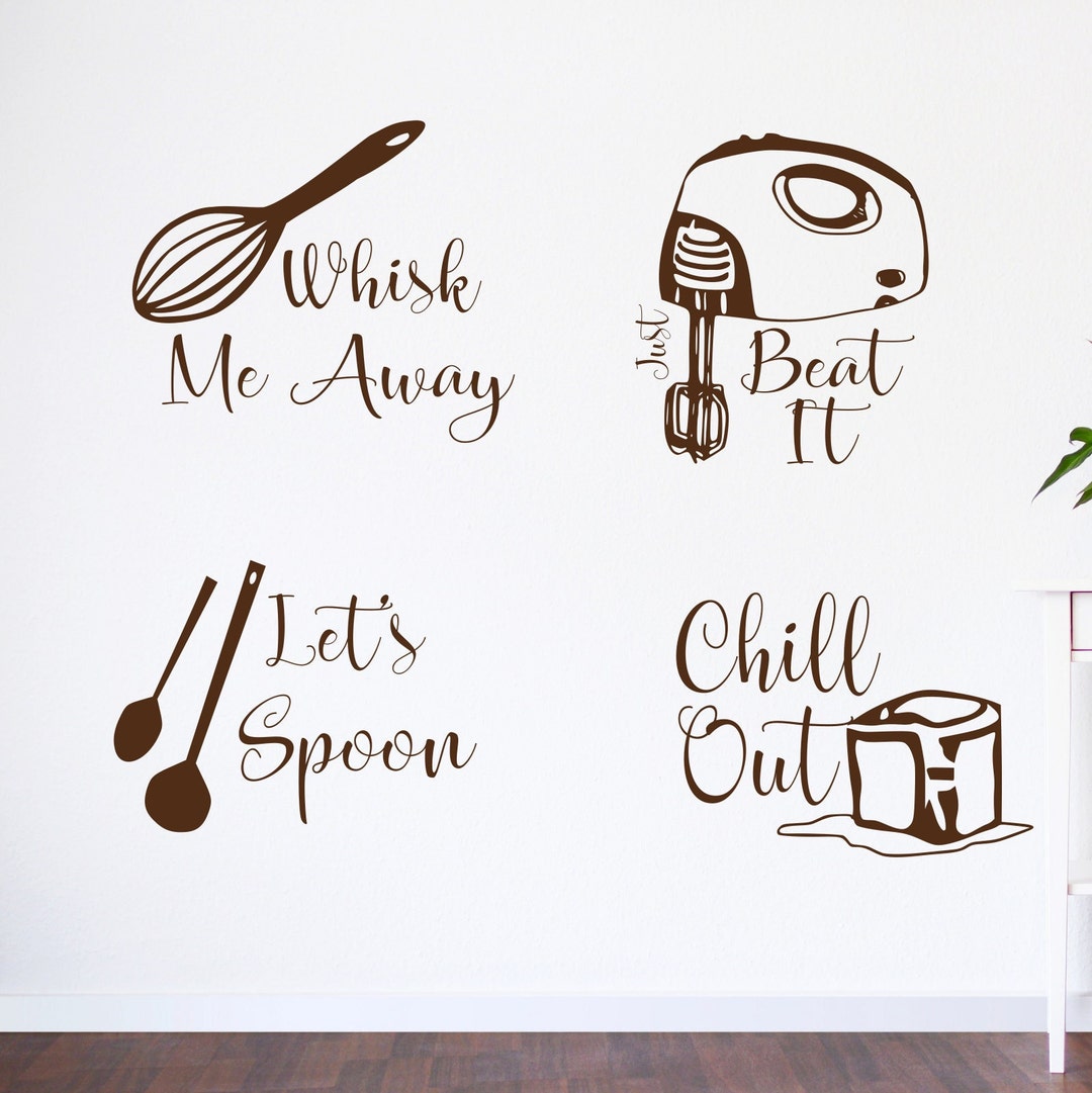 Kitchen Wall Decals, Kitchen Utensil Art, Lets Spoon Decal, Just Beat ...