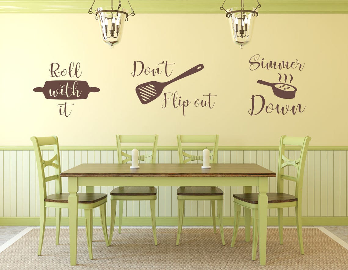Kitchen Wall Decals Kitchen Utensil Art Roll With It - Etsy