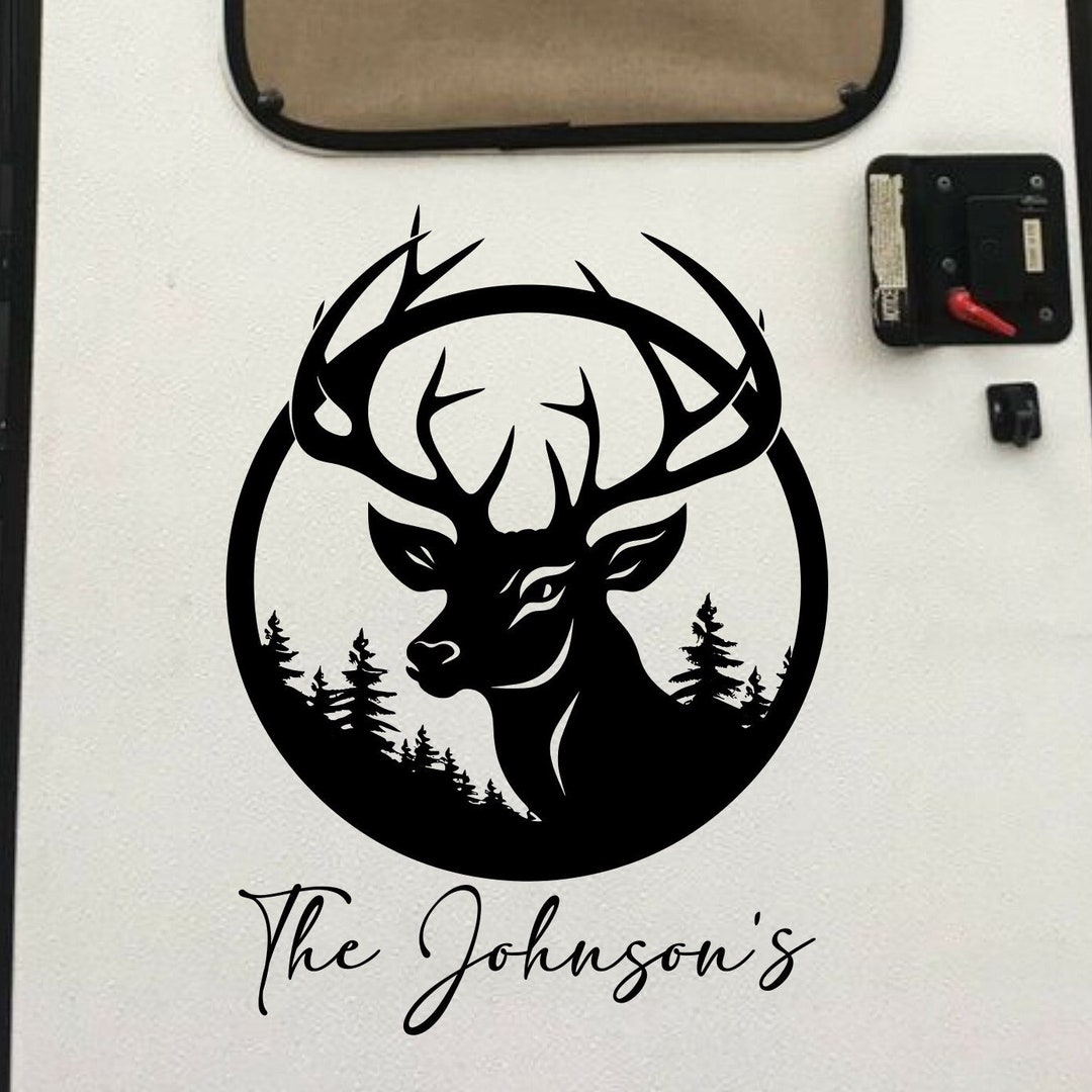 Personalized Deer Antler Vinyl Decal: RV Camper Forest Name Decal - Etsy