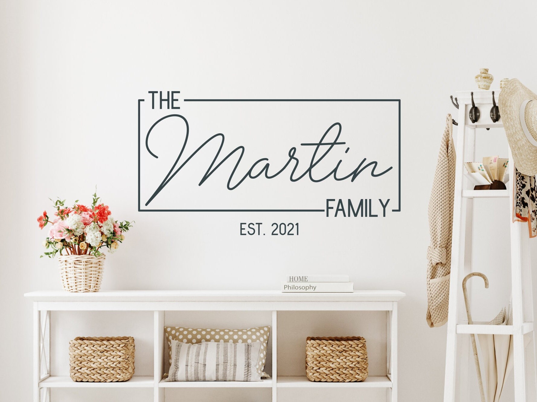 Last Name Wall Decal Established Date Last Name Decal Entryway Decor
