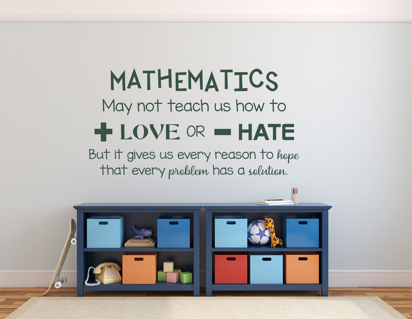 Math wall decal, mathematics decal, math classroom decor, add love ...