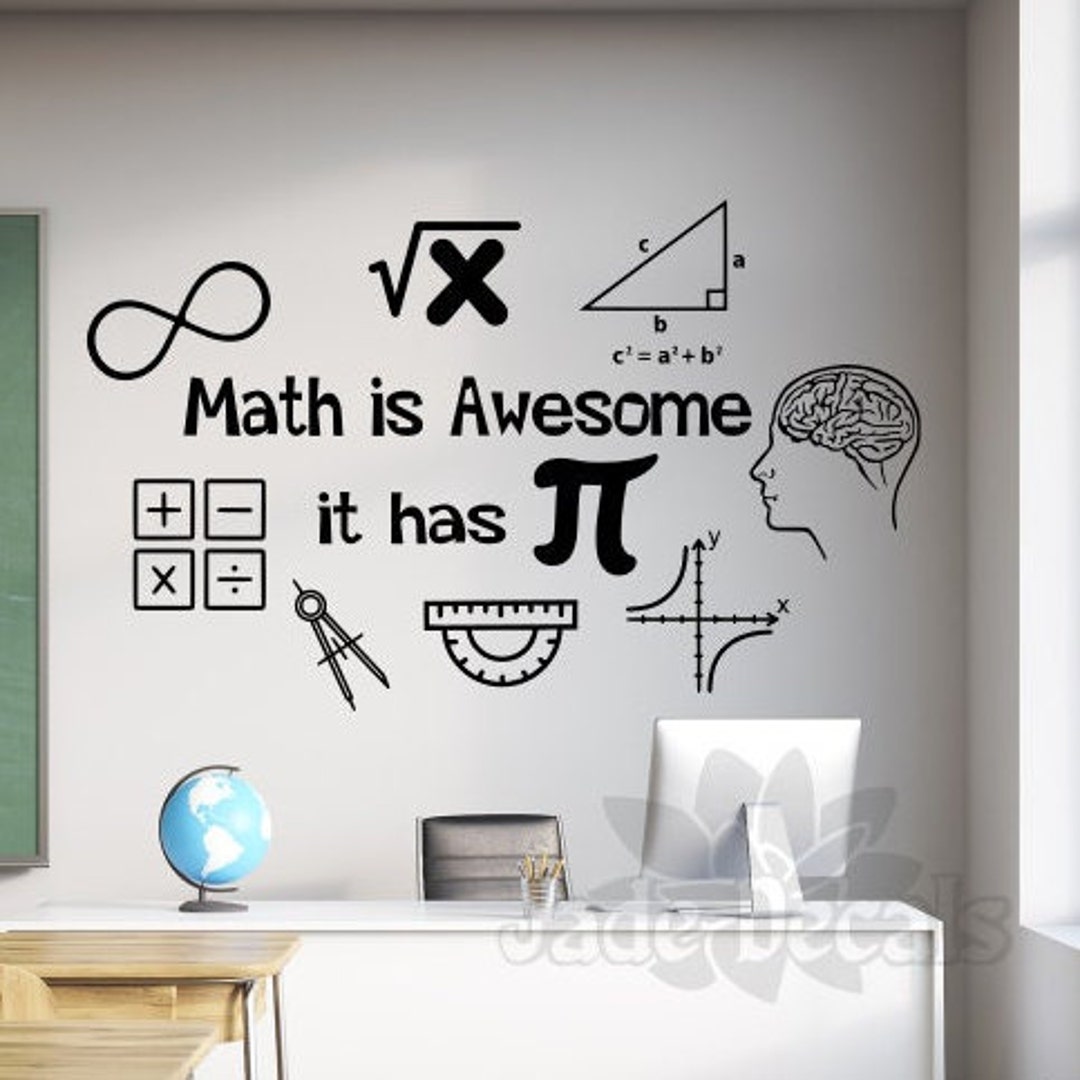 Math Wall Decal, Math is Awesome, It Has Pi Classroom Wall Decal ...