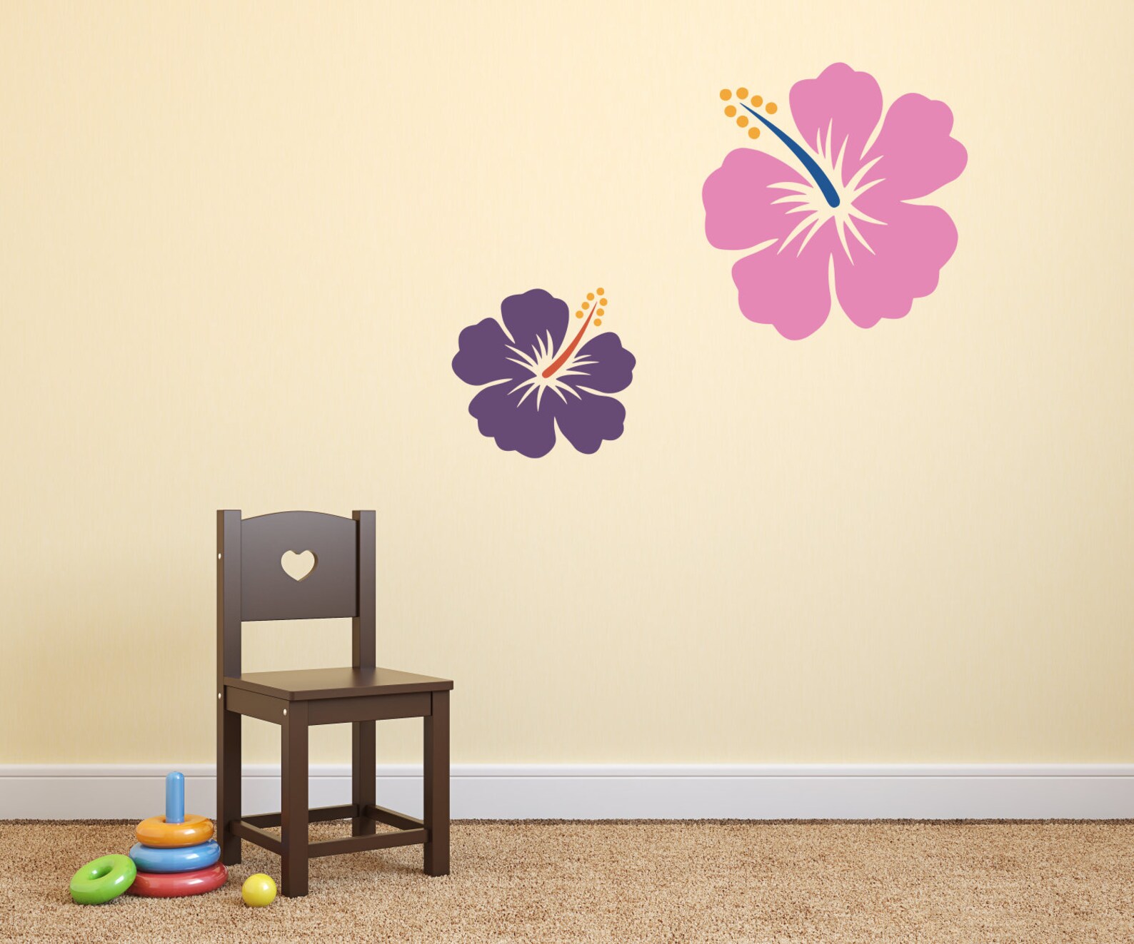 Hawaiian Hibiscus Flower Wall Decal: Colorful Home Decor - Etsy
