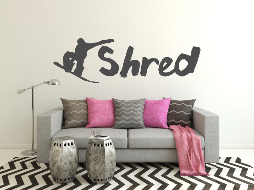 Gift for snowboarder shred wall decal snowboarding wall art