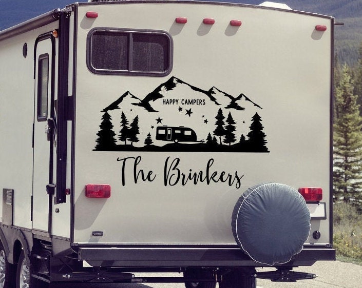 Personalized rv decal, last name decal for rv, happy campers, camper ... Personalized rv decal, last name decal for rv, happy campers, camper ...