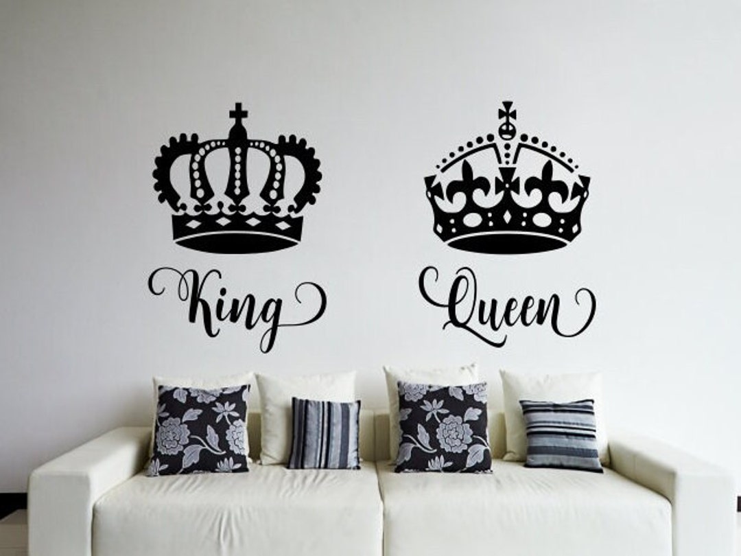 King and Queen Wall Decals // His Queen Her King // Master Bedroom ...