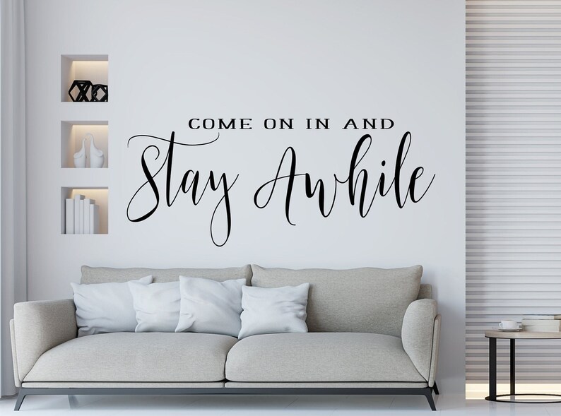 Stay Awhile Wall Decal Welcome Entryway Decal Front Door | Etsy