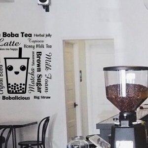 Boba Tea Wall Decal, Tea Shop Art, Coffee Shop Decor, Bubble Tea Decal ...