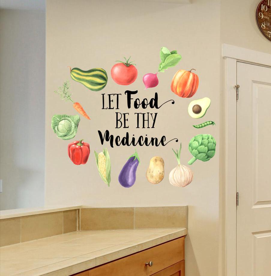 Food wall decal, food quote decal, Let food be thy medicine decal ...