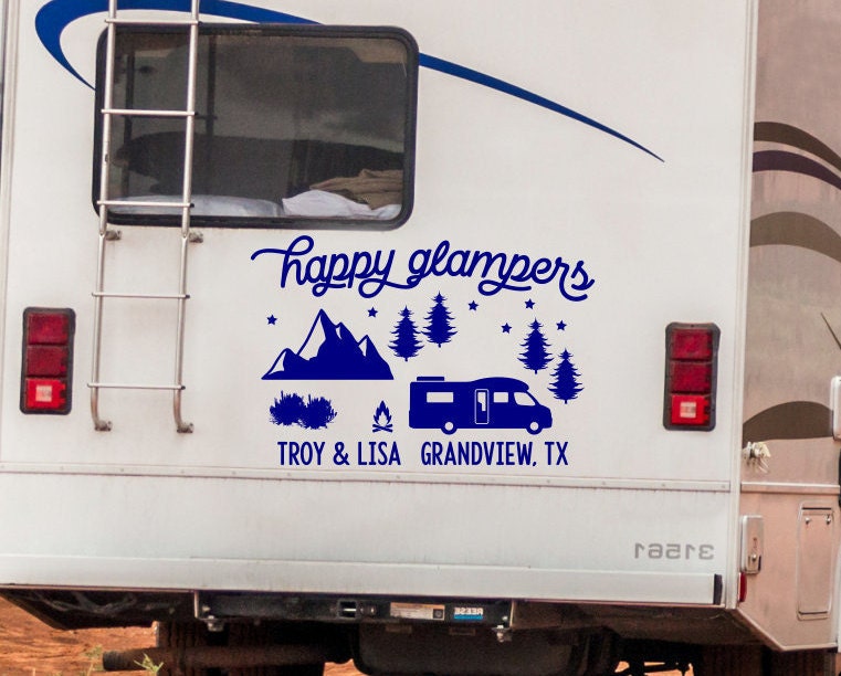 Personalized rv decal, custom rv decal, happy glampers, happy campers ... Personalized rv decal, custom rv decal, happy glampers, happy campers ...