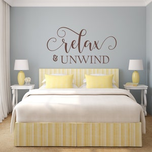 Relax and Unwind Wall Decal, Relax Decal, Unwind Decal, Guest Bedroom ...