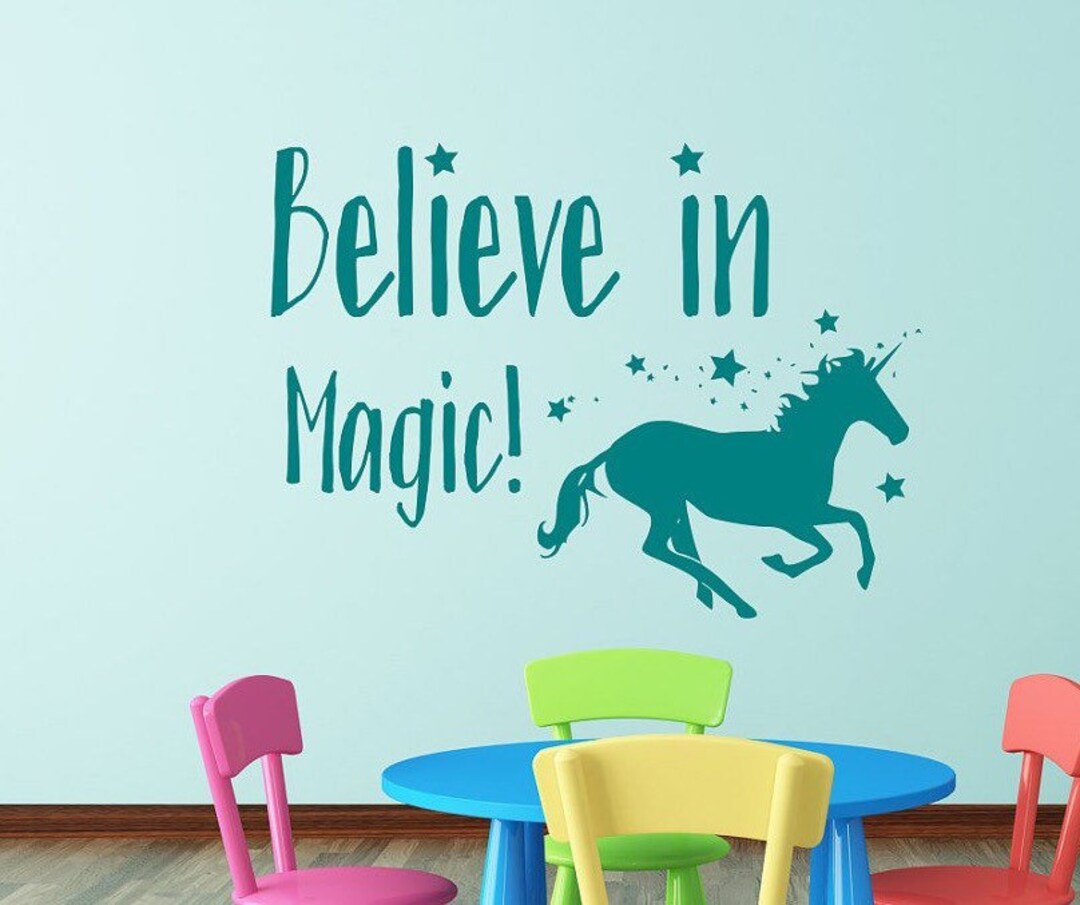 Magic Unicorn Wall Art Decal for Girls Room // Believe in Magic ...