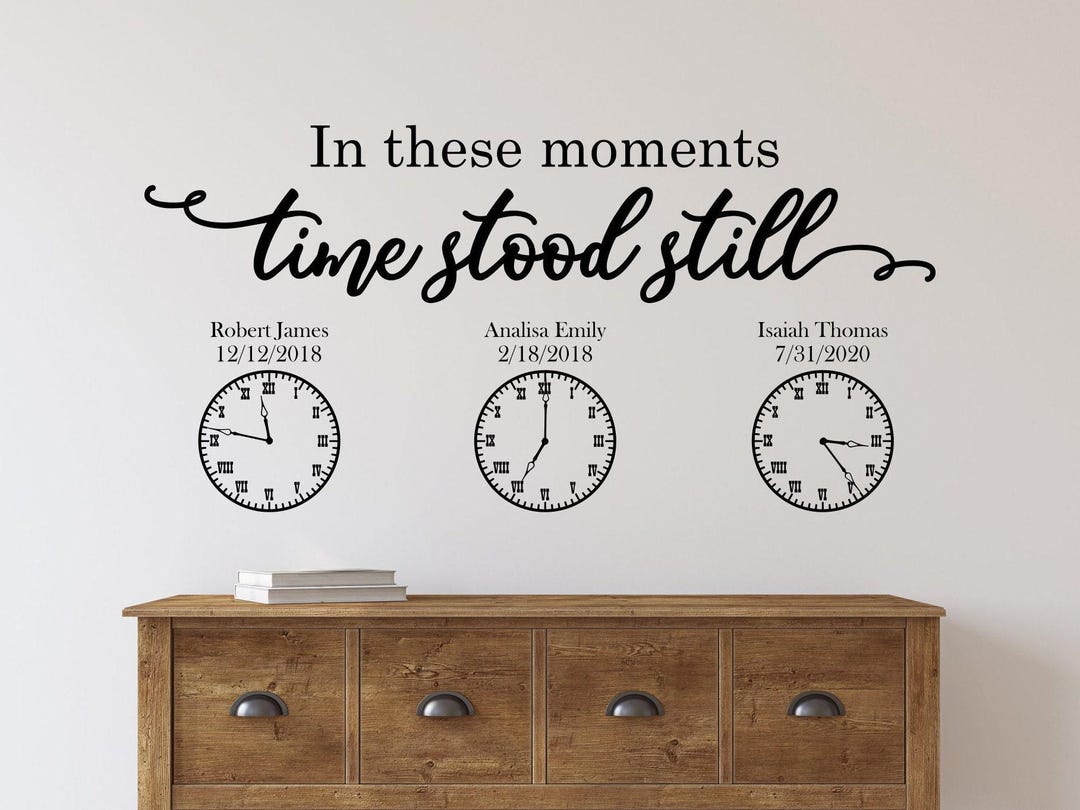 Personalized Family Wall Decal: Time Stood Still, Custom Birth Clocks ...