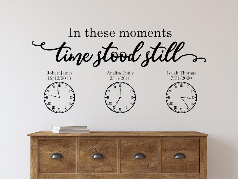 Personalized Family Wall Decal: Time Stood Still, Custom Birth Clocks ...