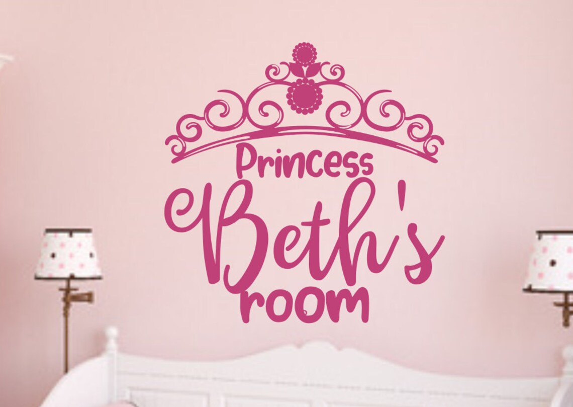 Girls Name Wall Decal Princess Tiara Wall Art Custom Girls - Etsy
