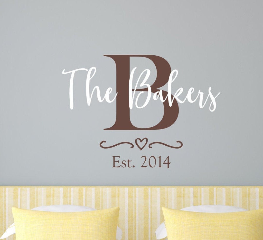 Last Name Decal, Family Wall Decal, Monogram Wall Decal, Established ...